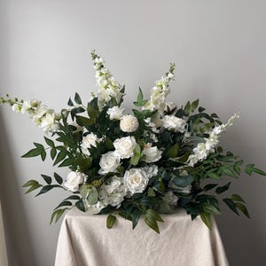 Floor Arch Free Standing Arch Arrangement Aisle Flowers White and Green ...