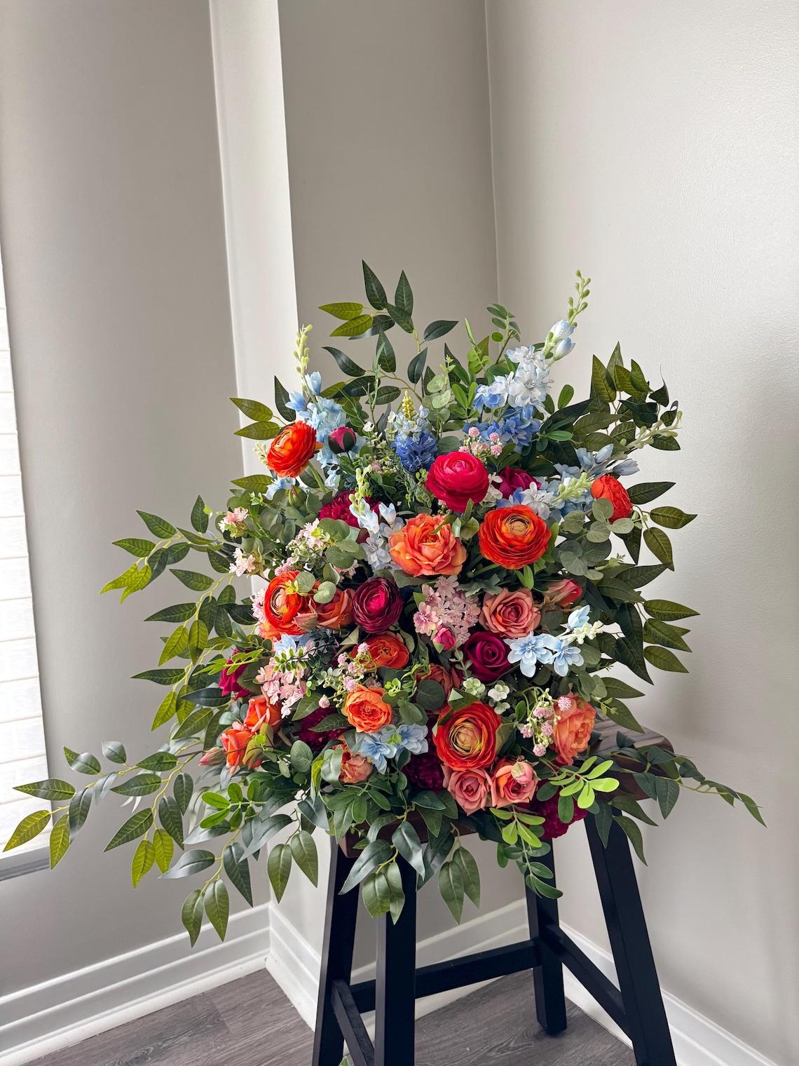Tropical Floor Free Standing Arch Arrangement Aisle White Monstera Palm ...