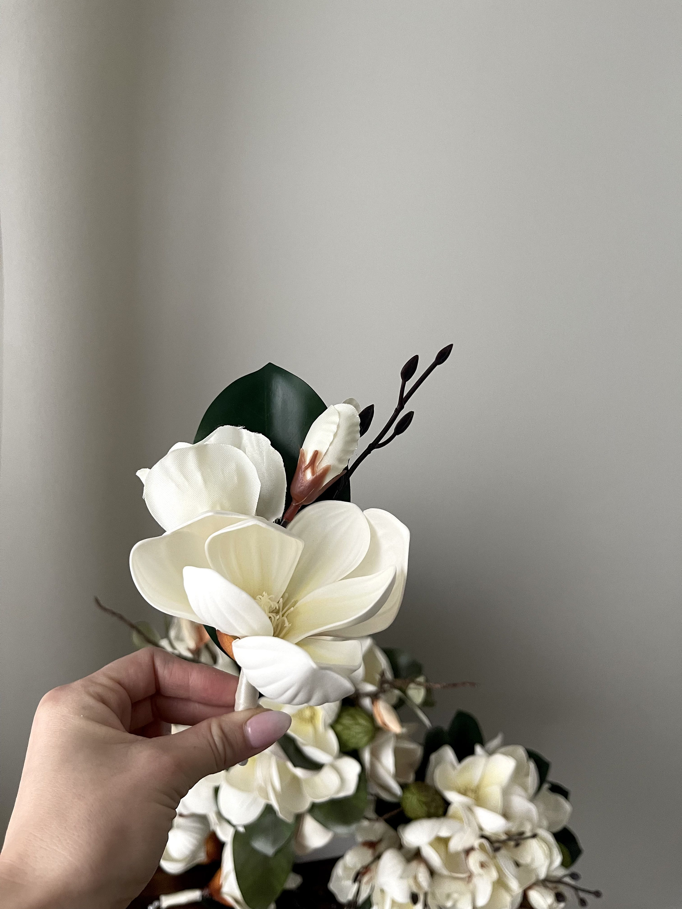 Magnolia Bridal Bouquet White Magnolia With Greenery Wedding - Etsy