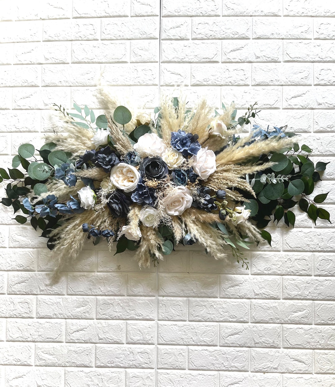 Dusty Blue Pampas Boho Wedding Arch Arrangement Arbor Arrangements ...
