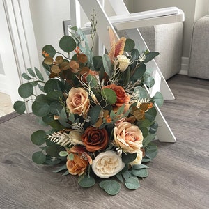 Set of 2 Burnt Orange Aisle Flowers Floor Arch Arrangement Wedding ...