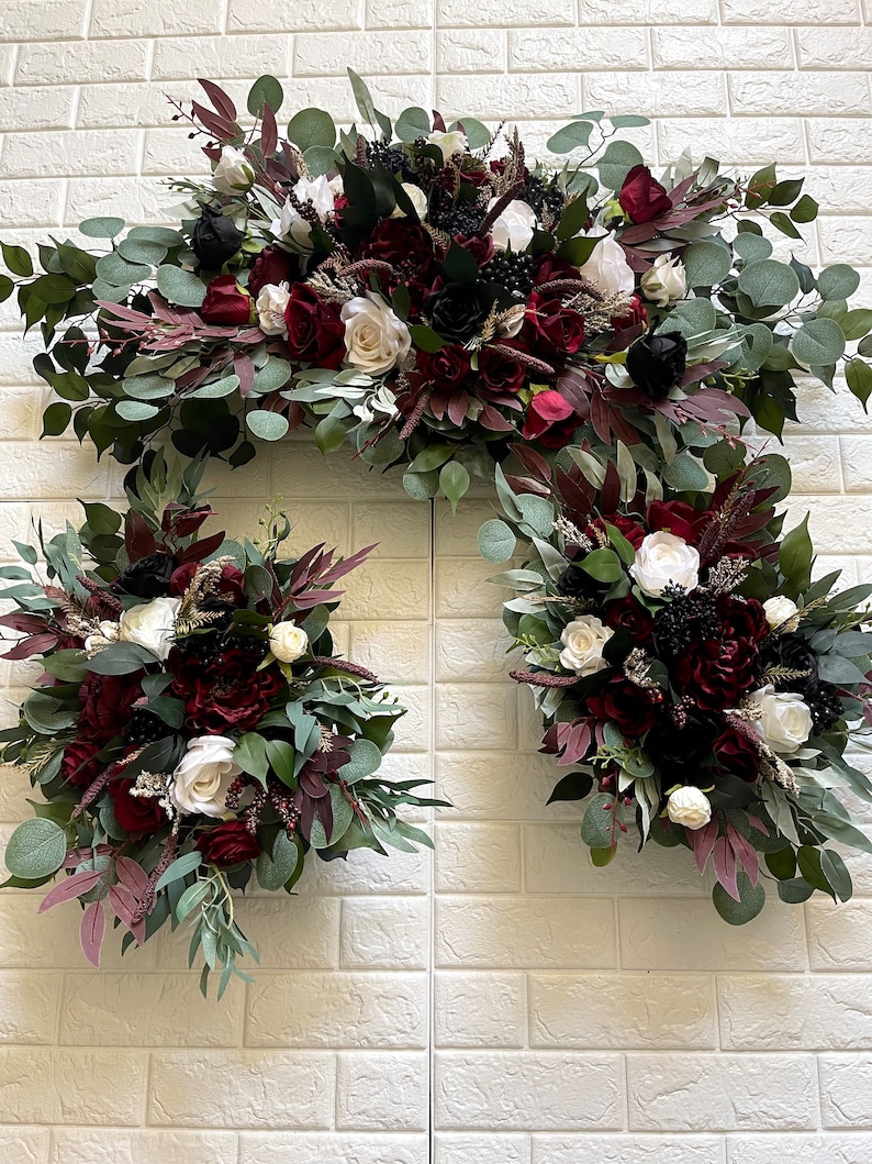 Burgundy and Black Tie Wedding Arch Arrangement Arbor Ties - Etsy