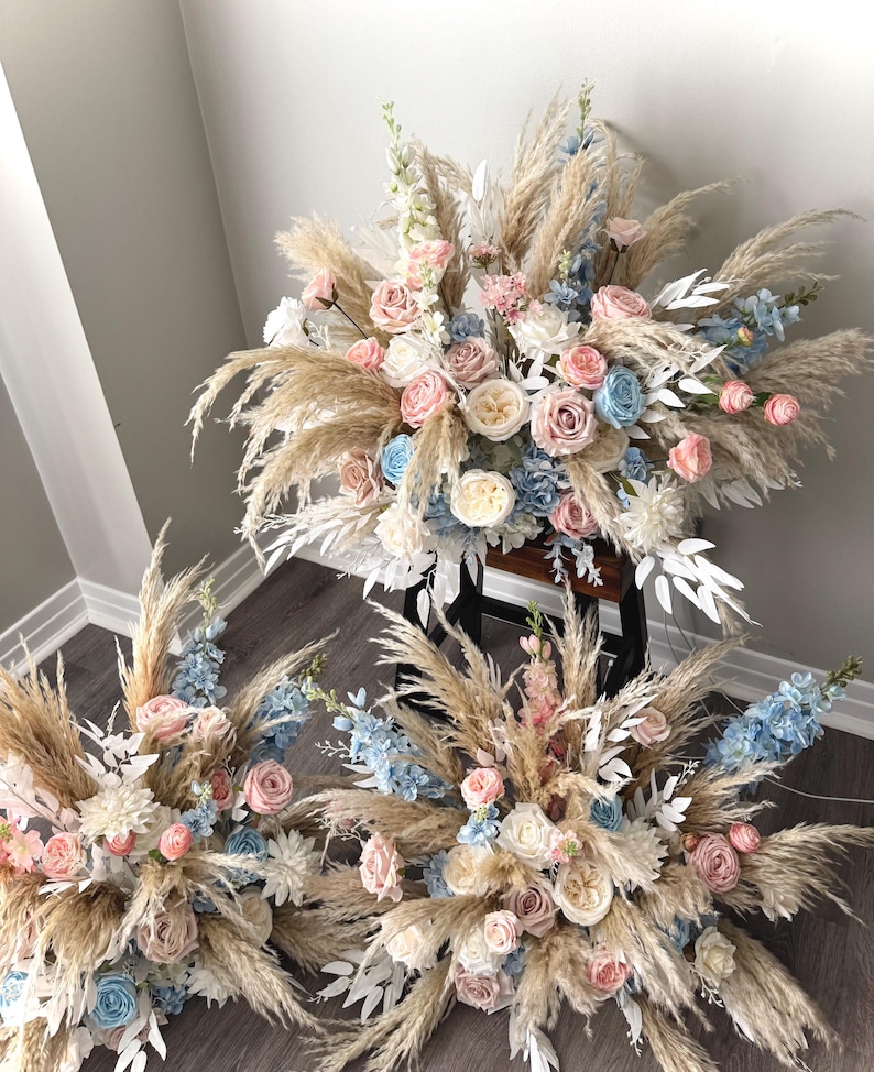 Floor Arch Free Standing Arch Arrangement Aisle Flowers White and Green ...