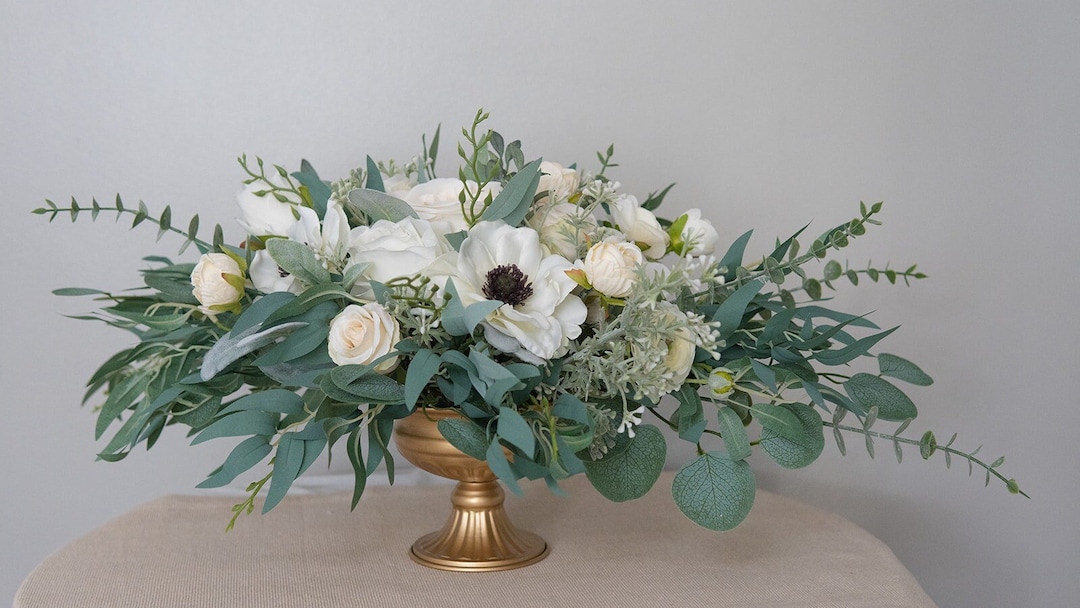 Centrepiece White Ivory Boho Anemone Wedding Centrepieces Ivory White ...