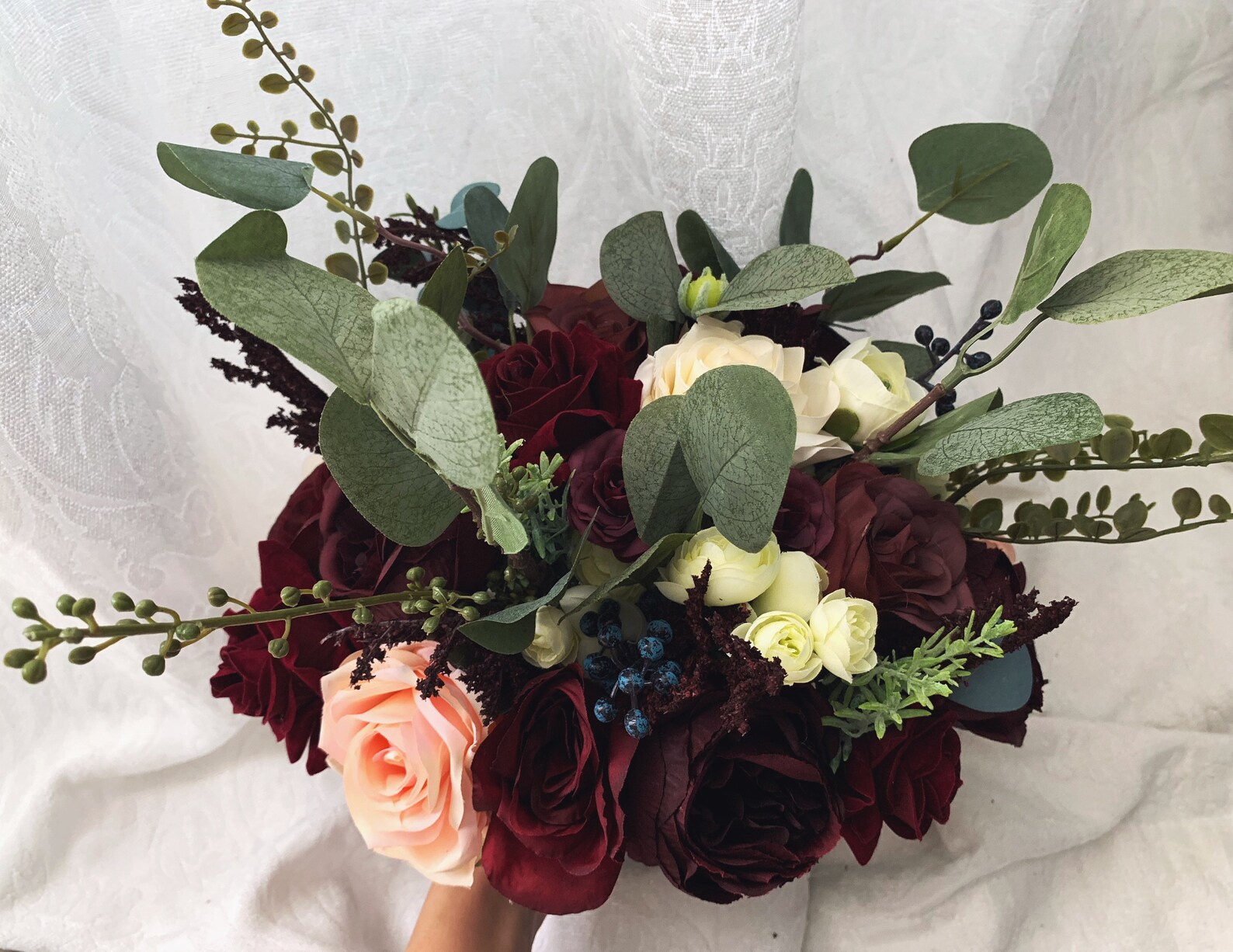 Wedding Bouquet Burgundy Eucalyptus Wedding Maroon Bouquet | Etsy