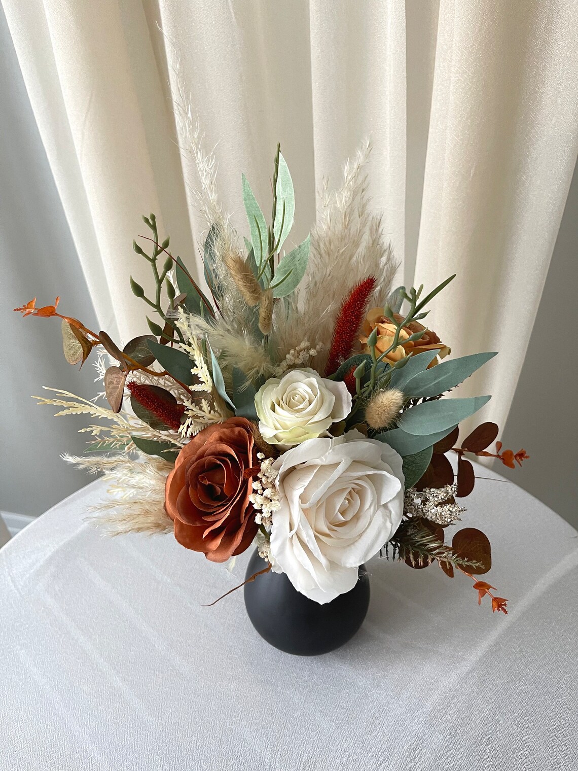 8 Centrepieces Rust Orange Terracotta Pampas Grass Wedding Centrepiece ...