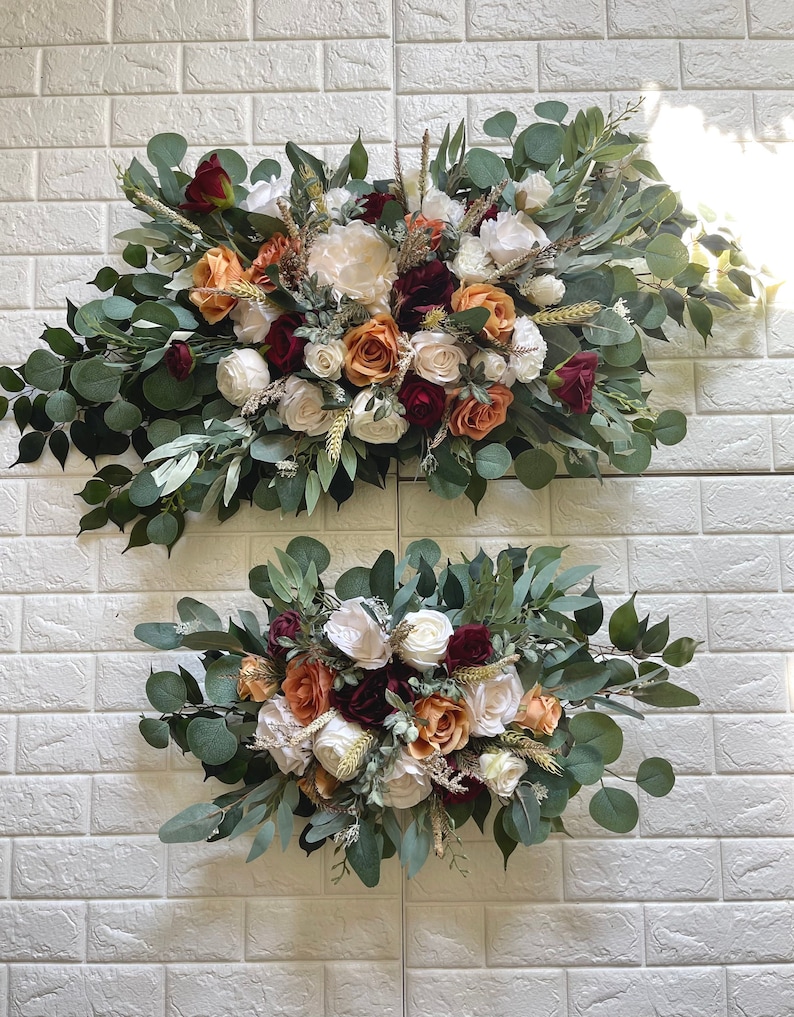 Burgundy Orange Rust Terracotta Wedding Arch Arrangement Arbor - Etsy