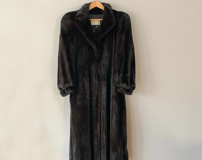 Adler's Fur Factory Black Mink Coat Ankle Length V Neck Long Sleeves ...