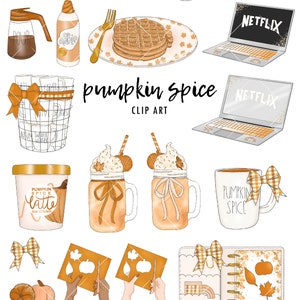 Pumpkin Spice Clip Art Set Fall Autumn Crisp Fall - Etsy