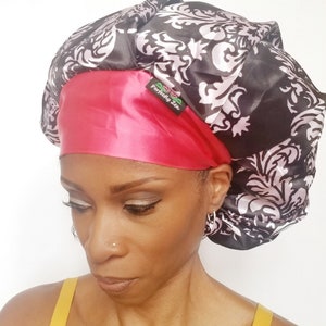 Satin Oversized Bouffant Bonnet Sleep Cap - Hot Pink or Red - Etsy