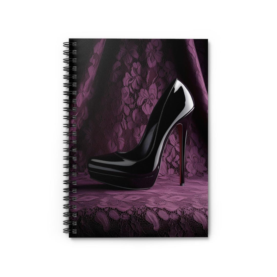Black Stiletto Shoe Spiral Notebook | Purple Lace Cover - Etsy