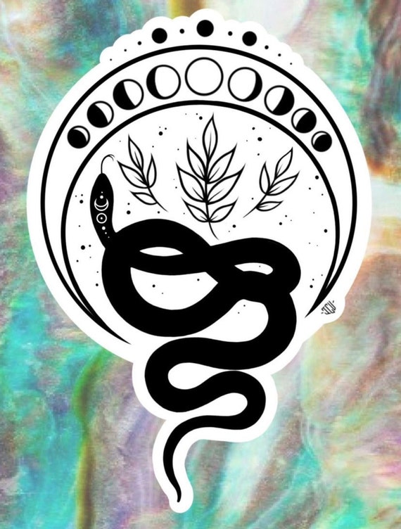 Crescent Serpent sticker | Etsy