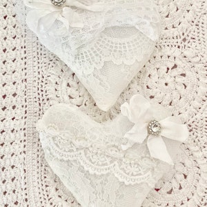 White Lace Heart Ornaments, Sweet Pink Valentine Pillows, Vintage Lace ...