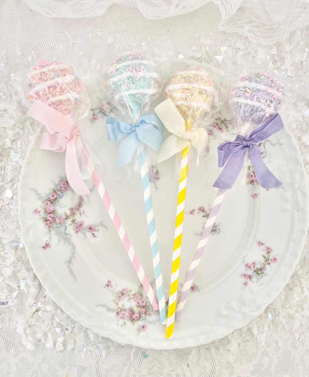 Pastel Faux Cake Pops, Rainbow Sweets, Cookie Pops, Faux Cookie Pops ...