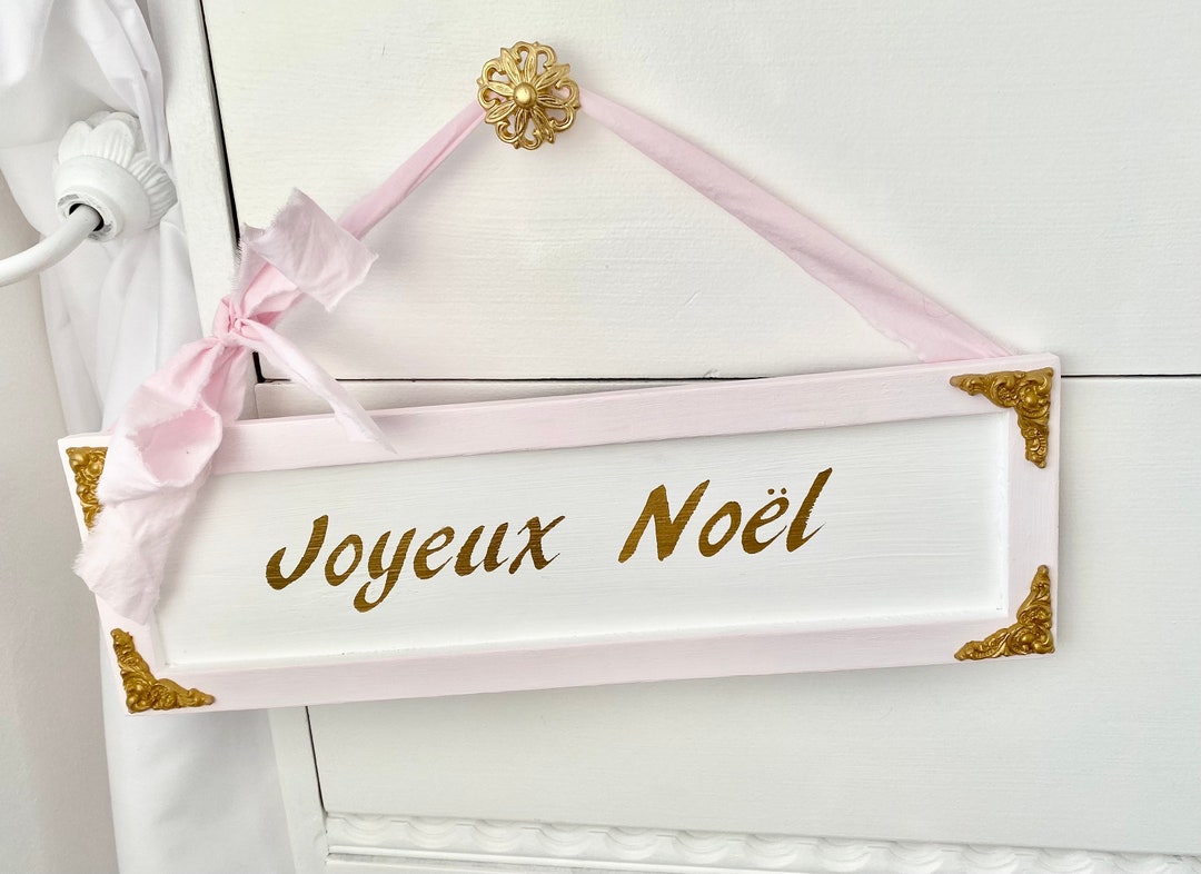 Joyeux Noel Wood Sign, Christmas Cottage Decor, Pink Decor, French ...