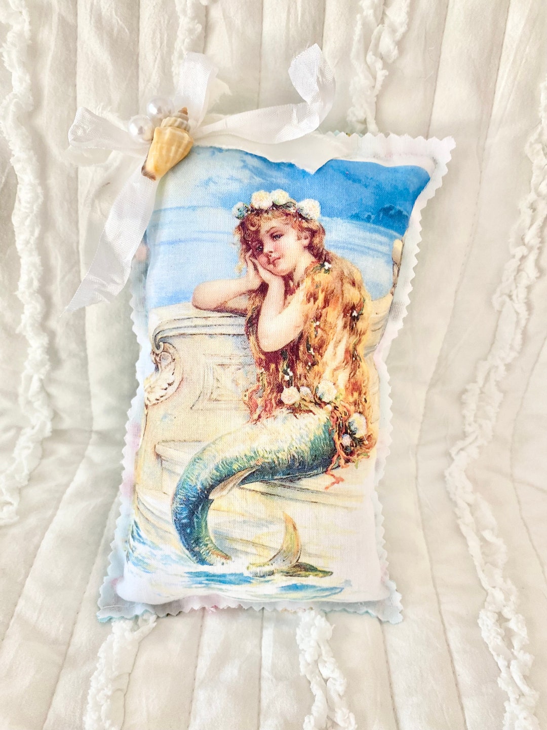 Mermaid Lavender Sachet, Shabby Chic Cottage Decor, Mermaid Pillow ...