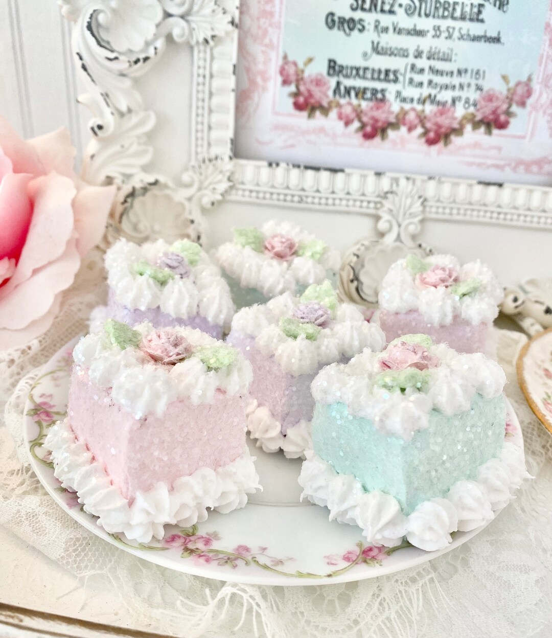 Pink Faux Tea Cakes, Shabby Chic Tea Cakes, Marie Antoinette, Sweets ...