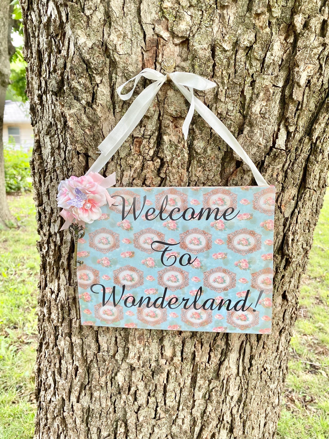Wonderland Hanging Wood Sign, Alice Party Decor, Welcome to Wonderland ...