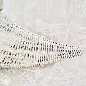 Shabby Chic Fall Cornucopia, Upcycled Wicker Cornucopia Basket, White ...