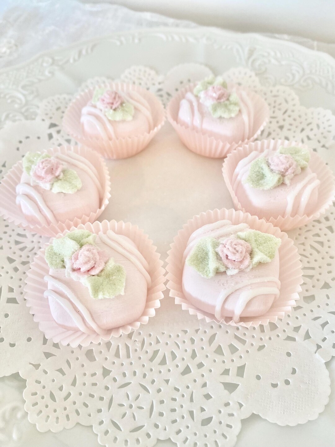 Pink Faux Petit Fours, Spring Tier Tray Decor, Photo Props, Marie ...