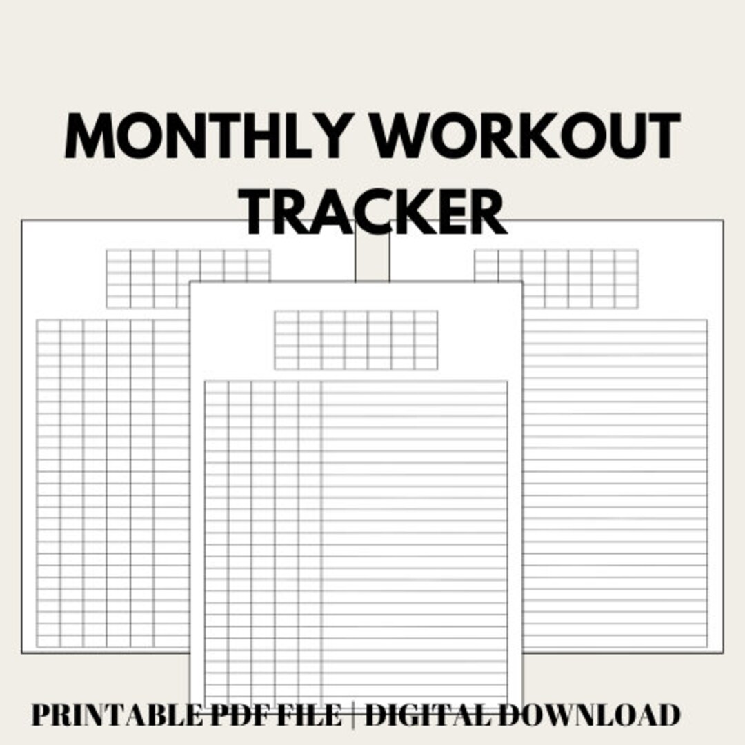 Monthly Workout Tracker. Digital File. Printable PDF. Daily Fitness ...