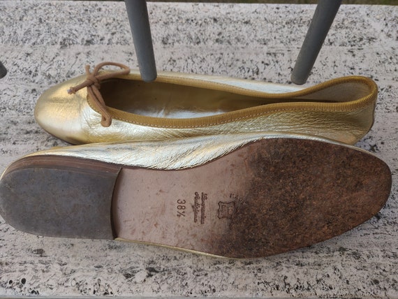 Unique Golden Color Ballerinas Flat Heel Sleep Ons Or… - Gem