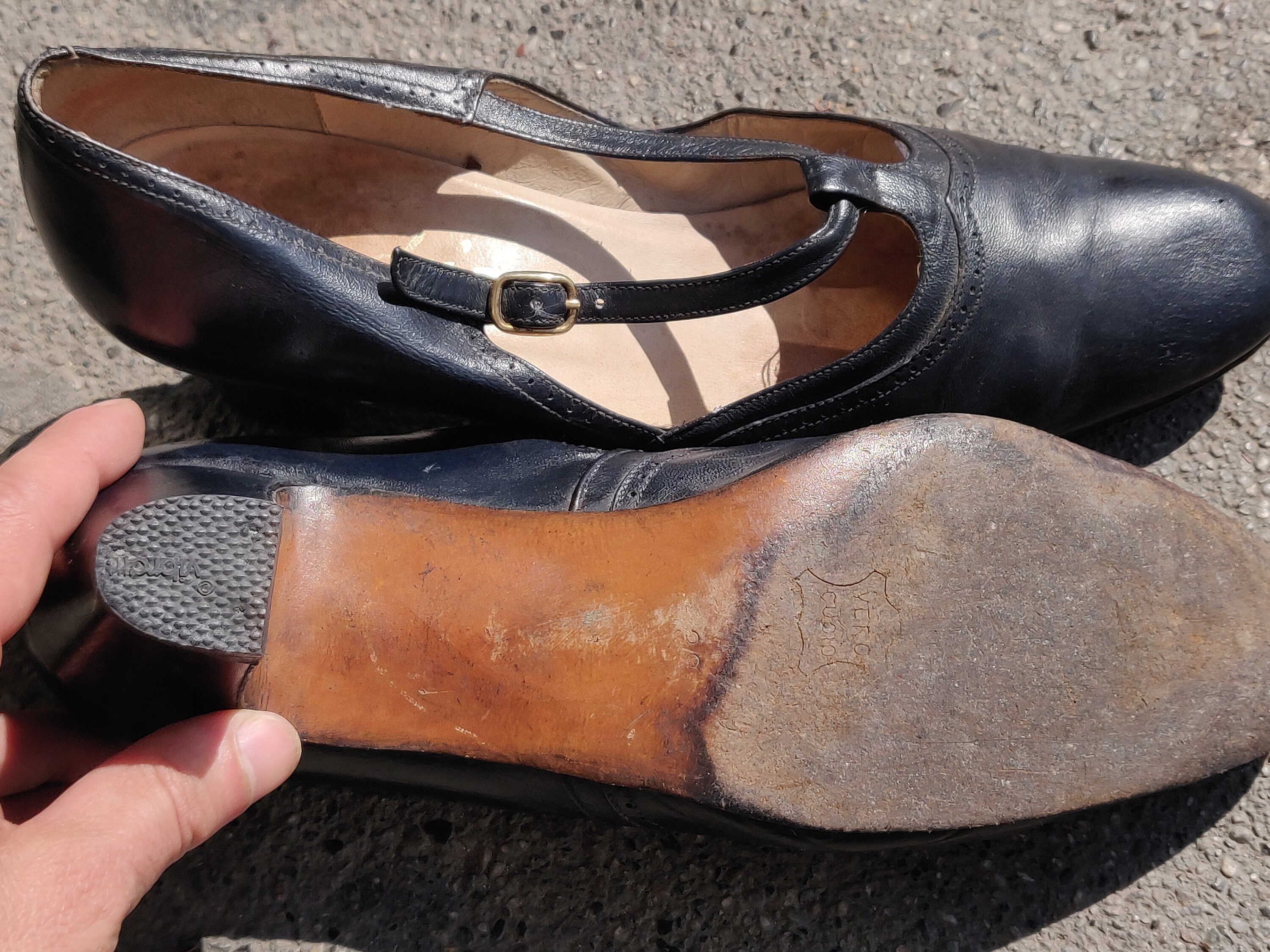 Mary Jane Medium Hell Pump Buckle and T Strap Blue Original Vintage ...