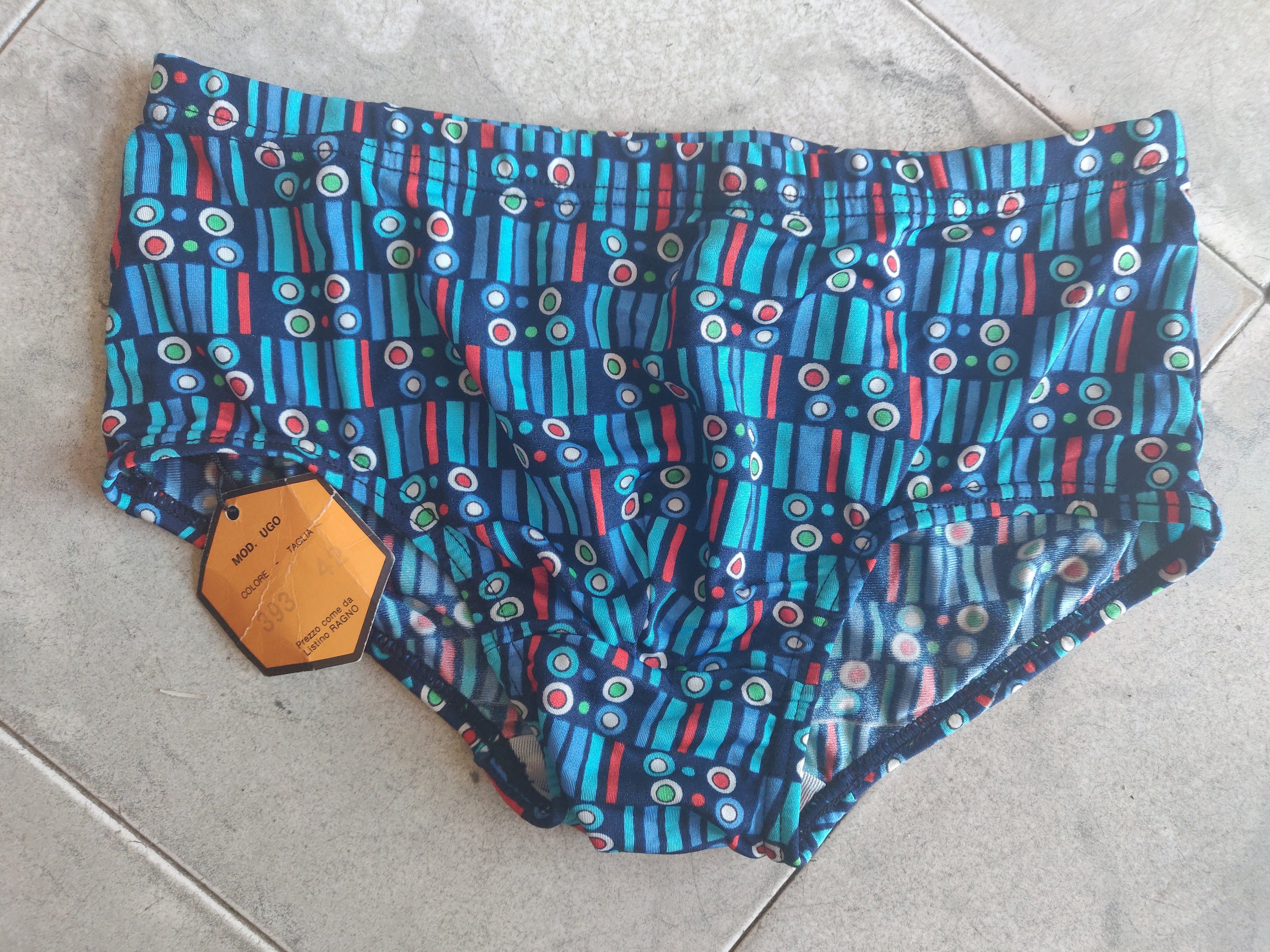 NOS 60s Vintage Mens Swimming Briefs 42 44 Trunks Tight Swimwear Black ...