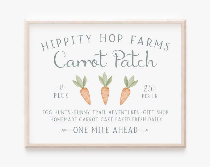 Carrot Patch Printable, Easter Wall Art, Springtime Decor, Spring ...