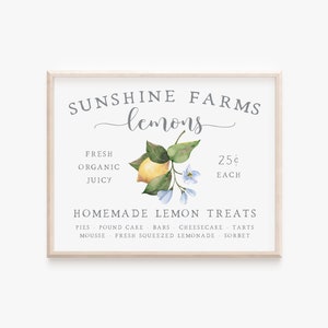 Farm Fresh Lemons Printable, Summer Wall Art, Citrus Artwork, Seasonal ...