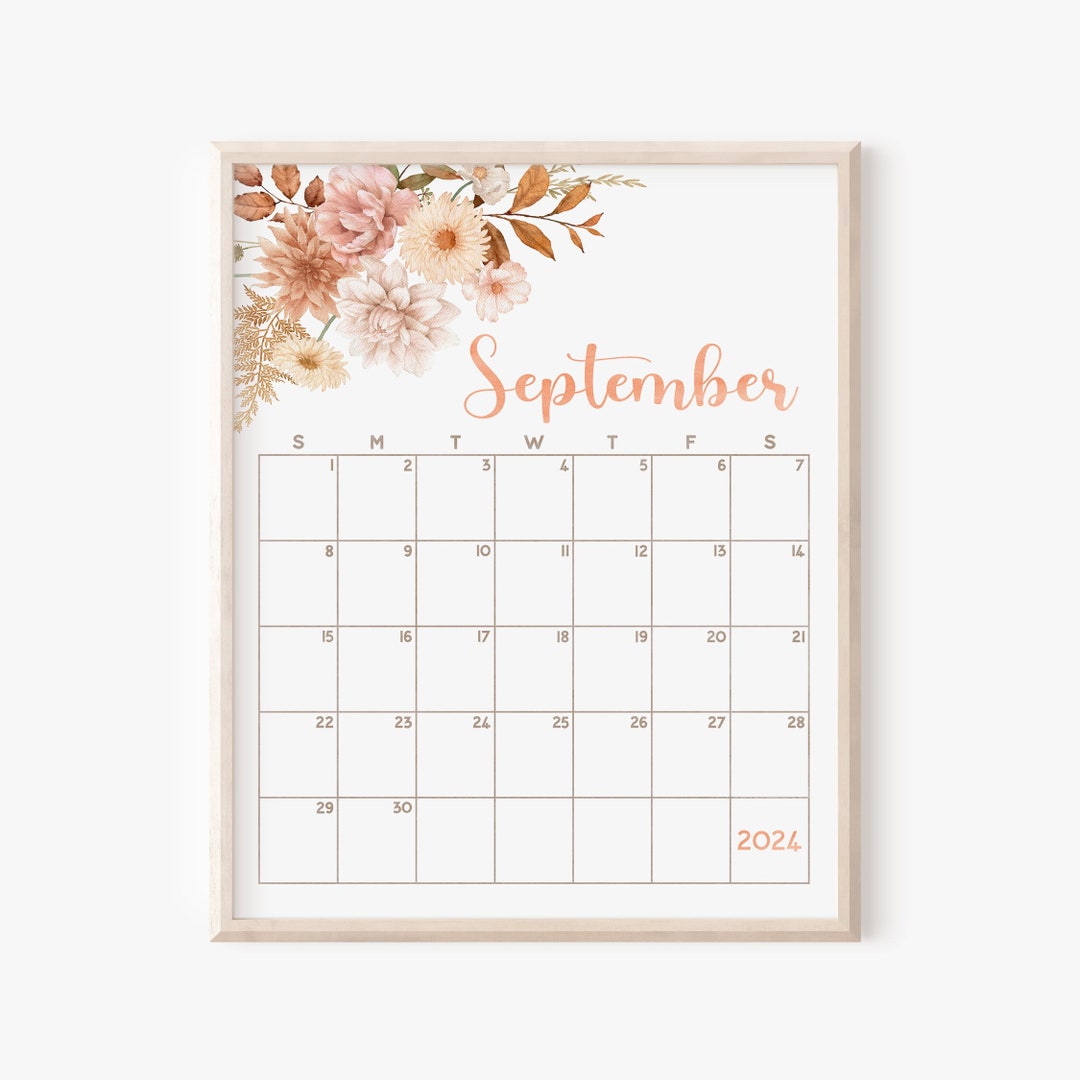 September 2024 Calendar Printable, Fall Floral Planner, Autumn ...