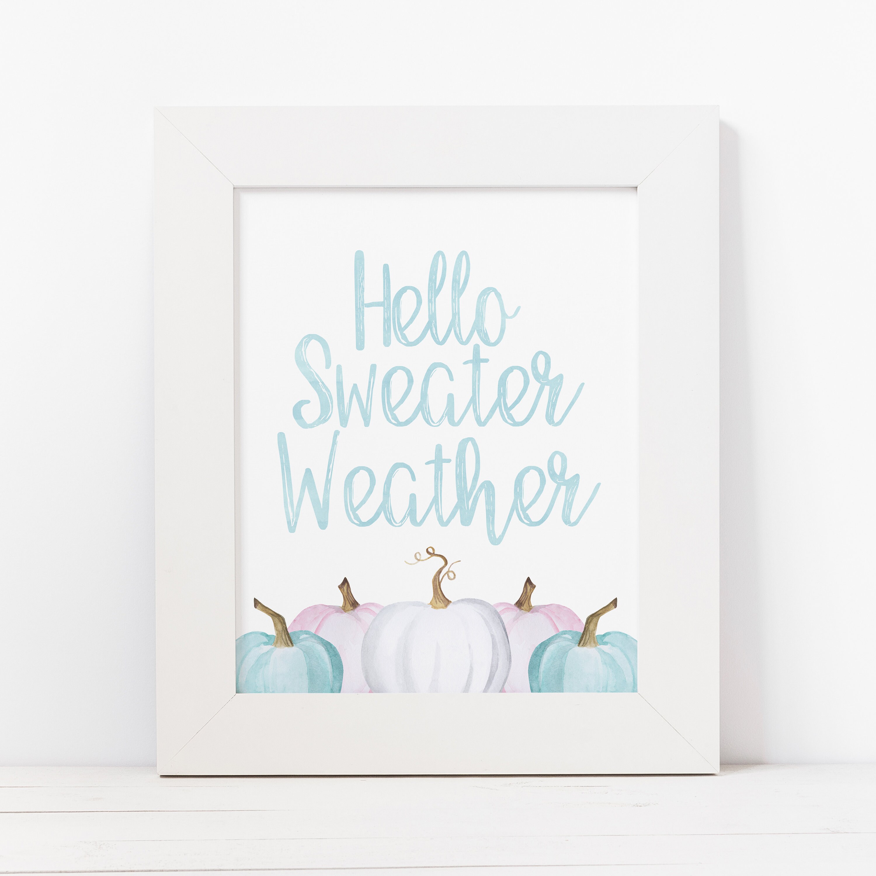 Hello Sweater Weather Printable Pastel Pumpkins Wall Art - Etsy