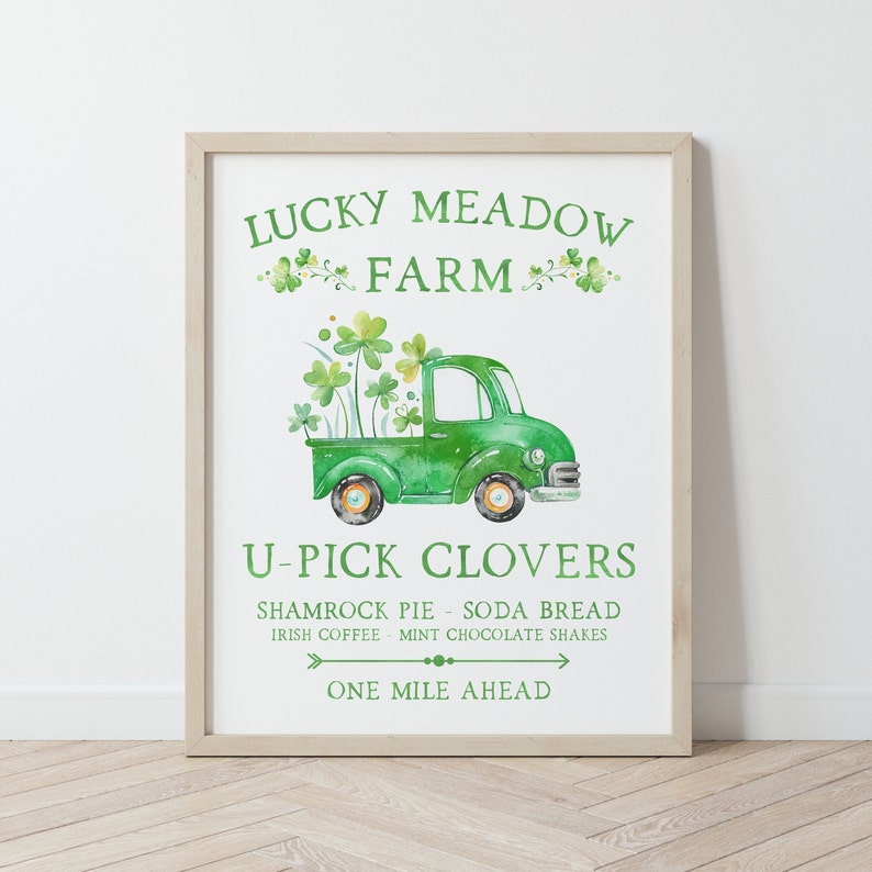 St. Patrick's Day Clover Truck Wall Art Printable: Springtime Farmhouse ...