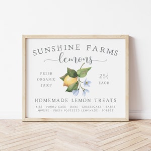 Farm Fresh Lemons Printable, Summer Wall Art, Citrus Artwork, Seasonal ...