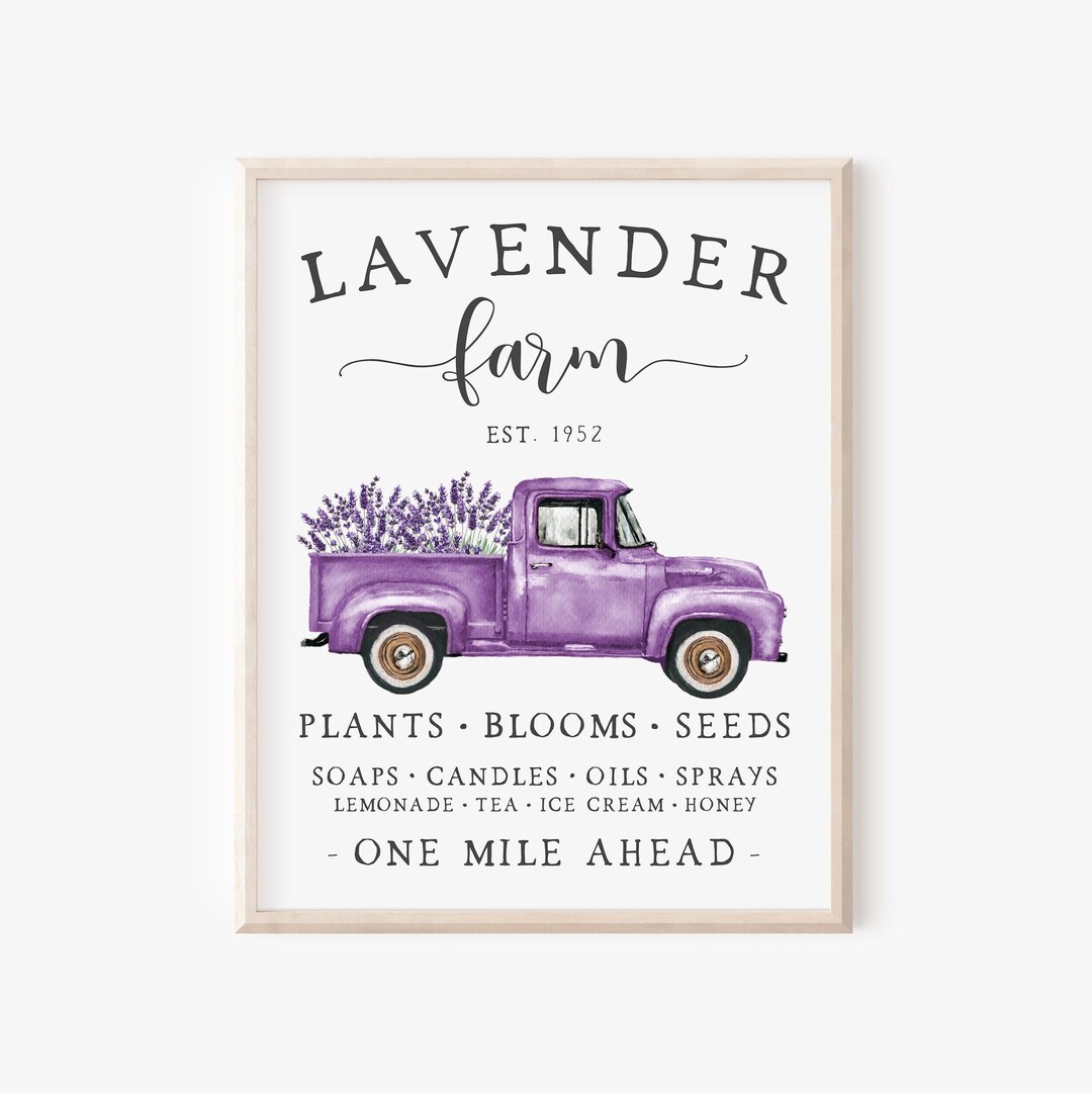 Lavender Farm Printable, Summer Printable, Farmhouse Truck Art ...