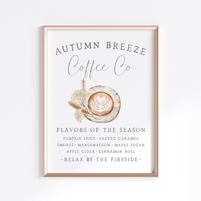 Autumn Coffee Menu Printable: Cozy Café Wall Art (instant Download) - Etsy