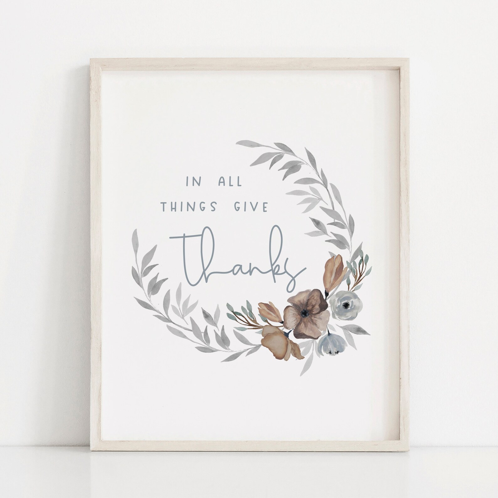 In All Things Give Thanks Printable Blue Fall Decor - Etsy