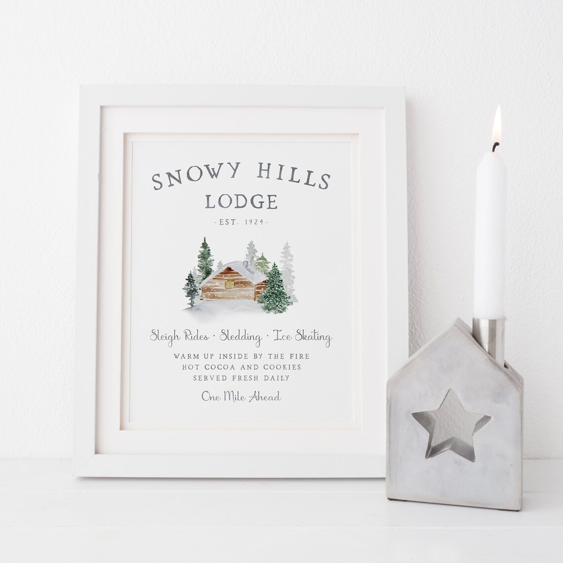 Snowy Cabin Winter Printable Sleigh Rides Sign Scandi | Etsy