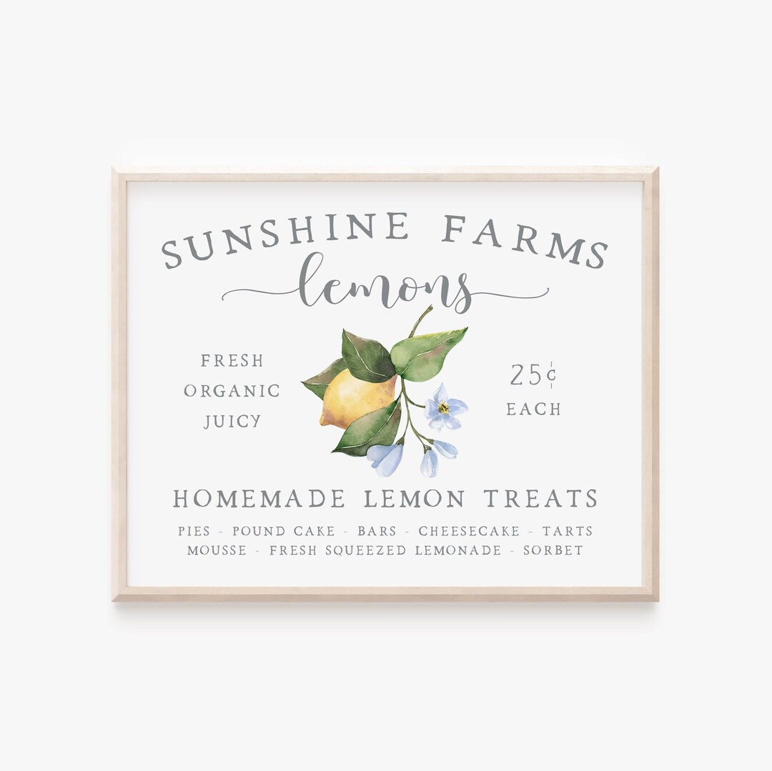 Farm Fresh Lemons Printable Summer Wall Art Citrus Artwork - Etsy