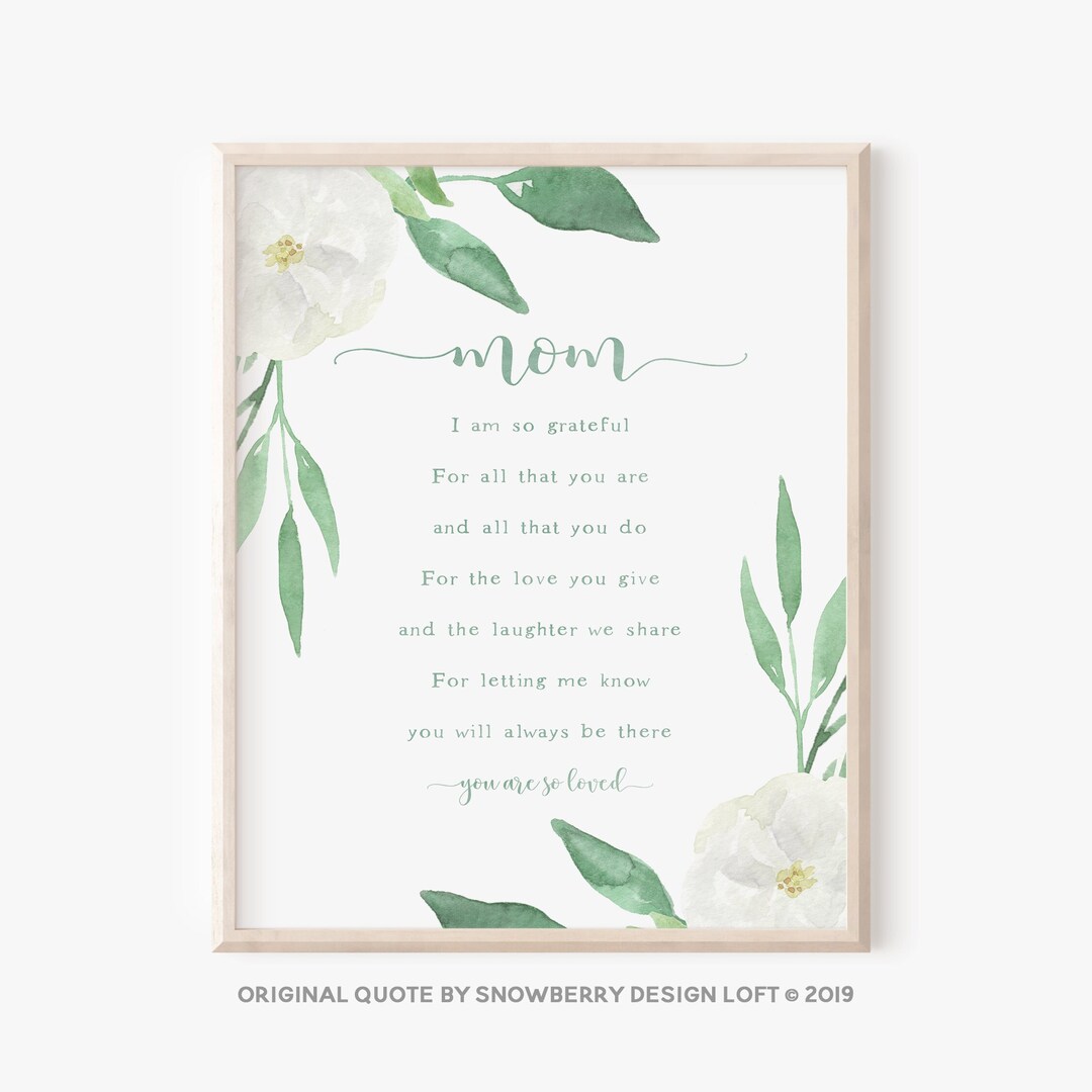 Instant Download Mom Quote Printable, Mother's Day Poem Print ...