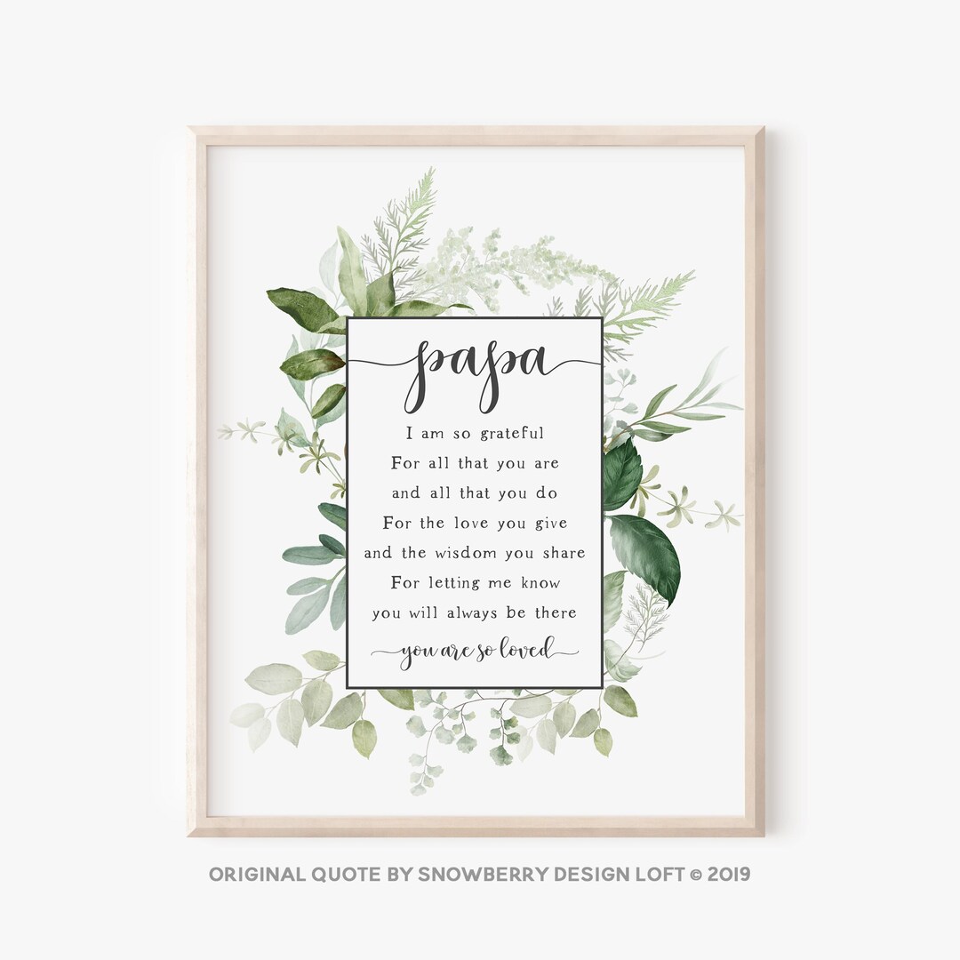 Instant Download Papa Quote Printable, Heartfelt Father's Day Poem ...