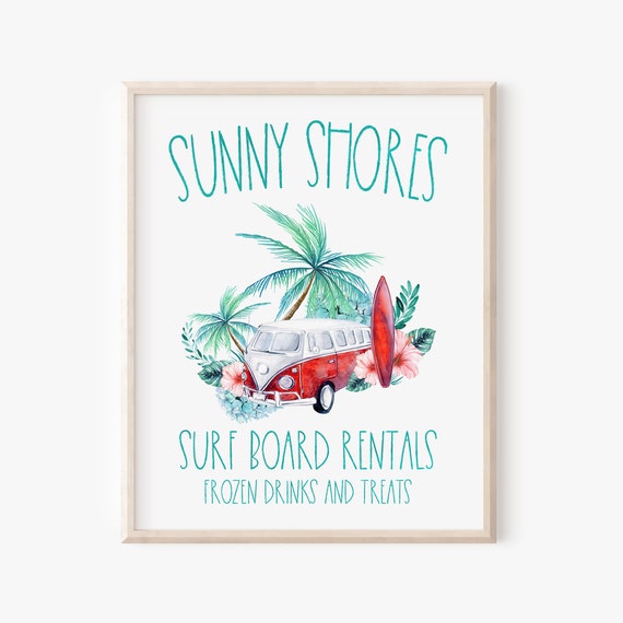 Summer Printable Surf Board Rental Sign Summertime Decor - Etsy