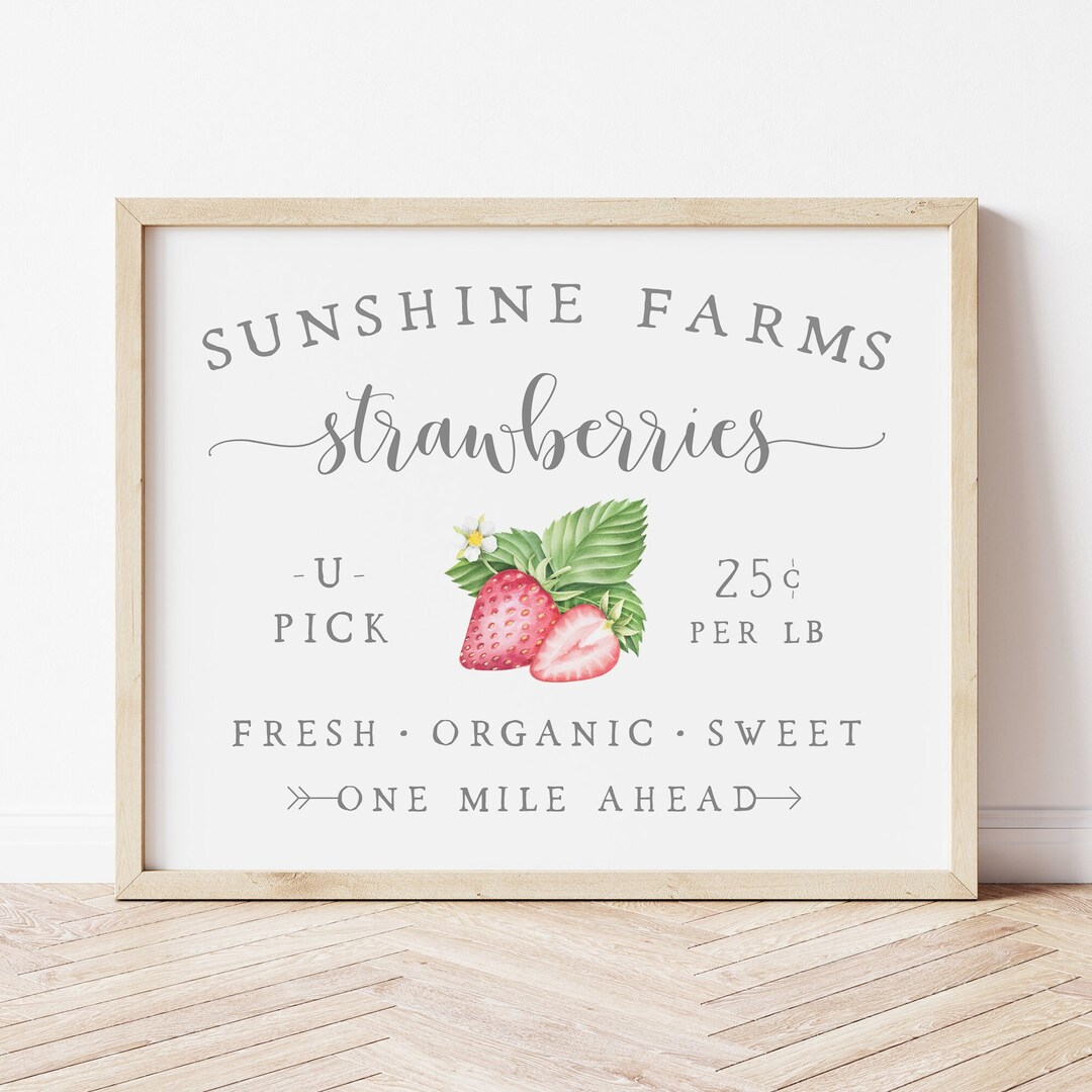 Instant Download Fresh Strawberries Printable, Strawberry Patch Sign ...