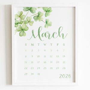 March 2026 Printable Calendar: St. Patrick's Day Clover Planner ...