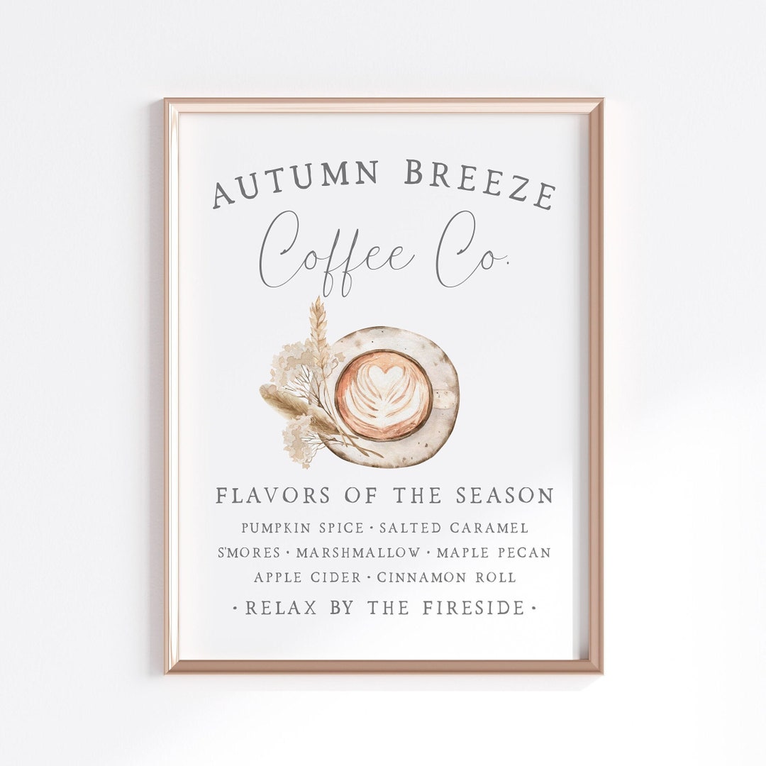Cozy Autumn Café Seasonal Coffee Menu Printable Sign, Fall Coffee Bar ...