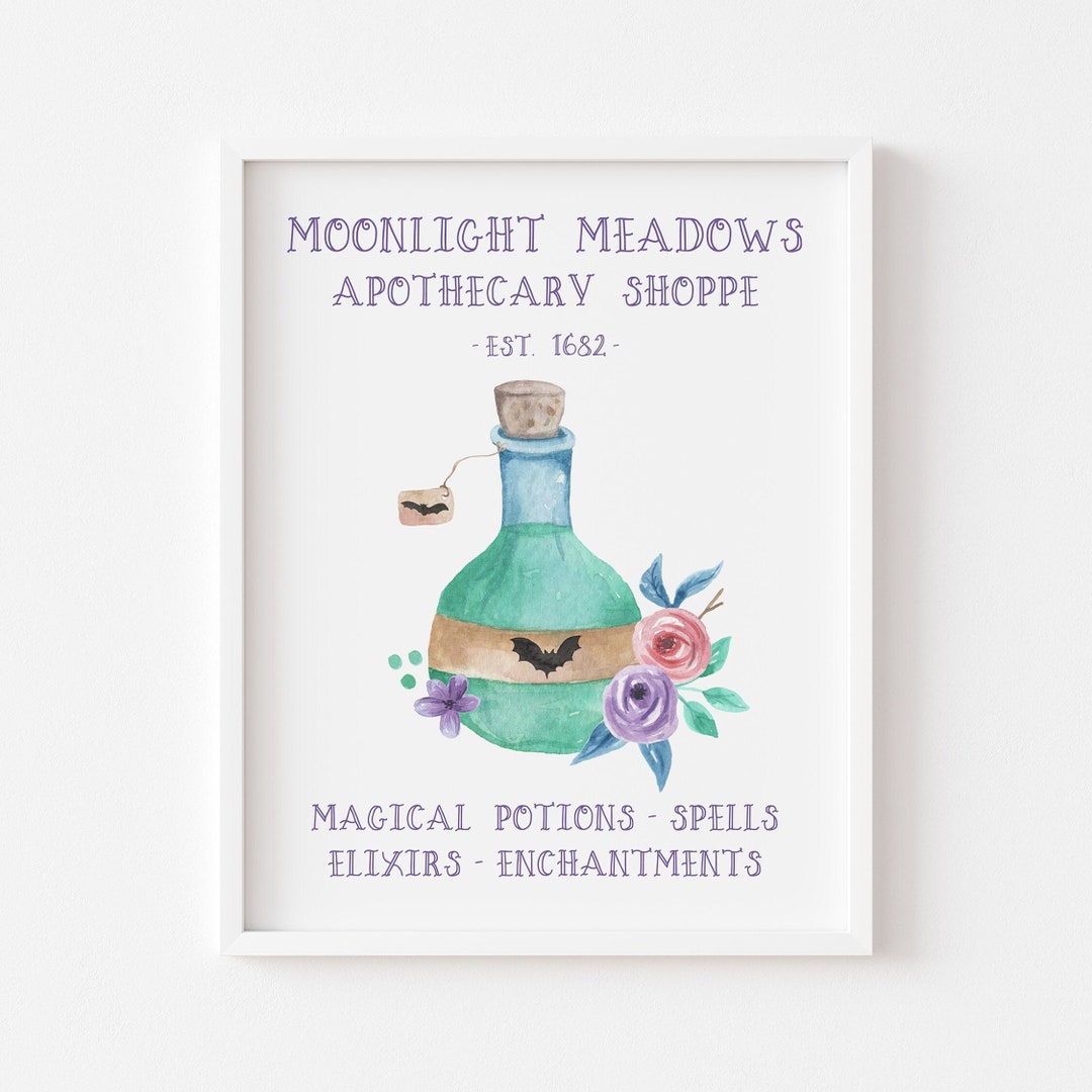 Apothecary Shoppe Wall Art Printable, Pastel Halloween Artwork, Magical ...