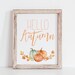 Hello Autumn Printable, Pumpkins and Leaves Print, Fall Wall Art ...