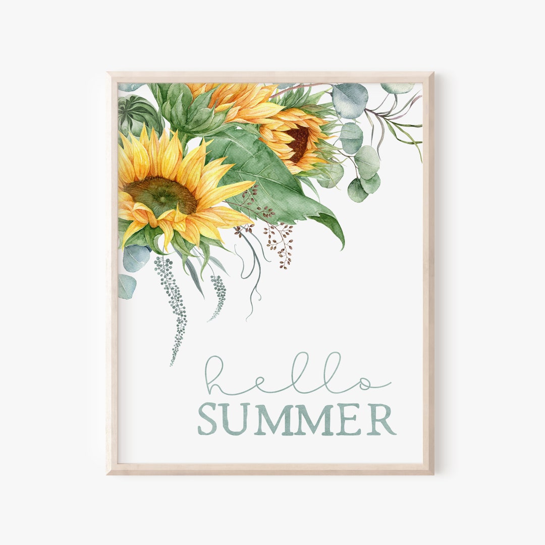 Instant Download Hello Summer Sunflower Print Summertime - Etsy