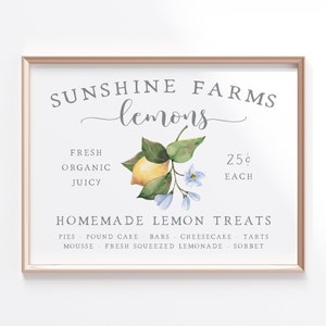 Farm Fresh Lemons Printable, Summer Wall Art, Citrus Artwork, Seasonal ...