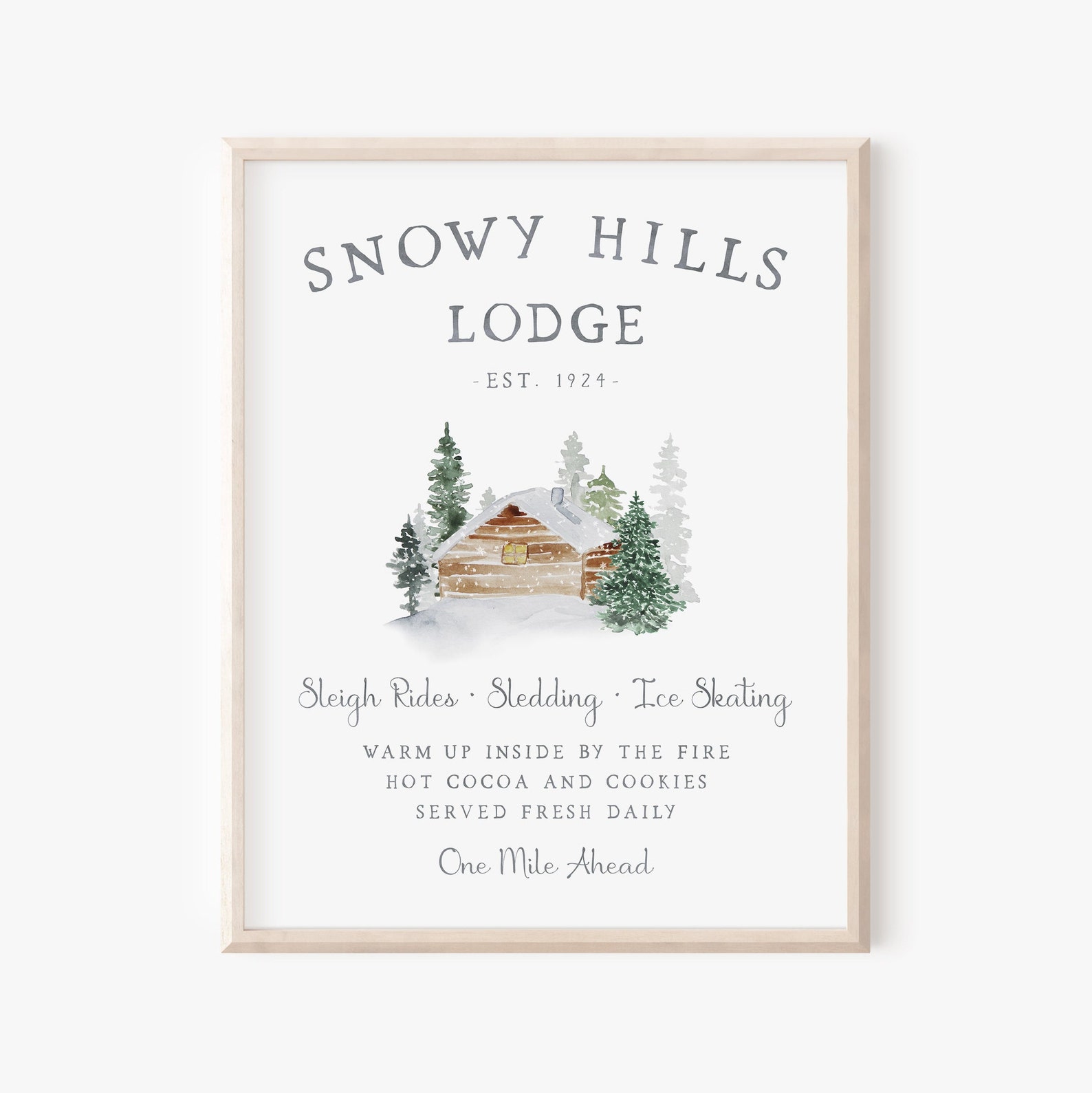 Snowy Cabin Winter Printable Sleigh Rides Sign Scandi | Etsy